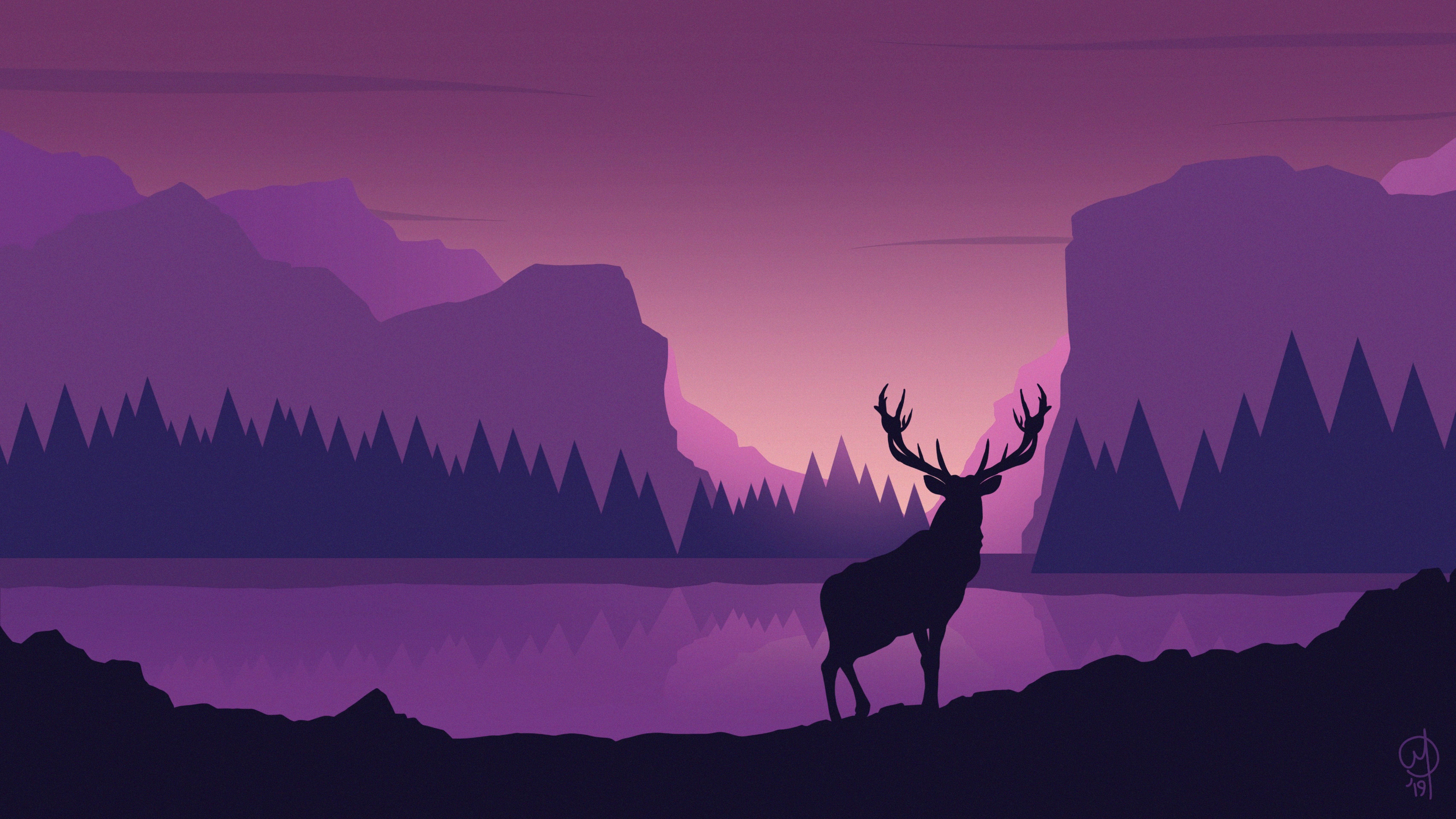 1360x768 Deer Digtial Vector Art 5k Laptop HD HD 4k Wallpapers, Images ...