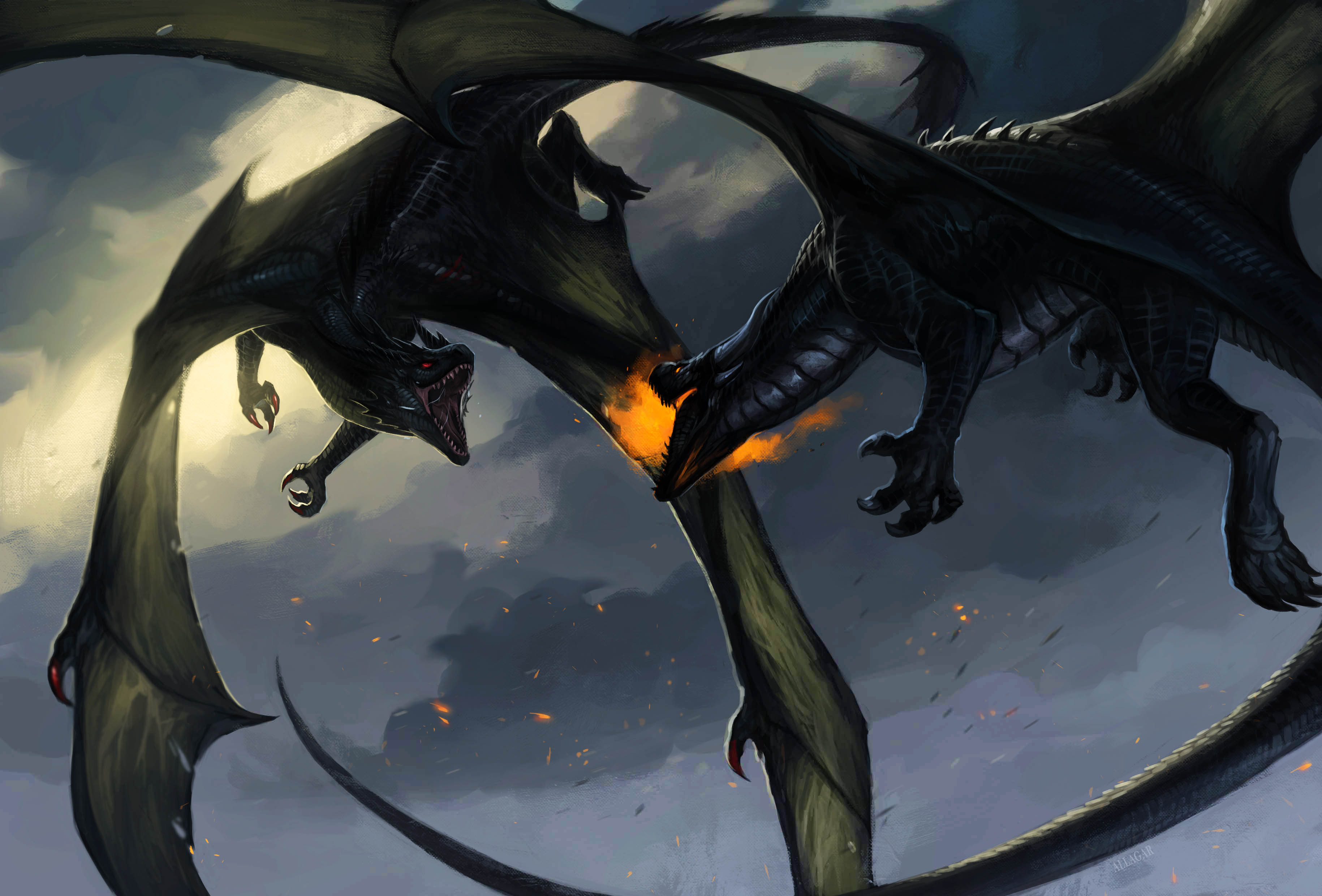 Dragon Fighting Throwing Flame, HD Artist, 4k Wallpapers, Images ...