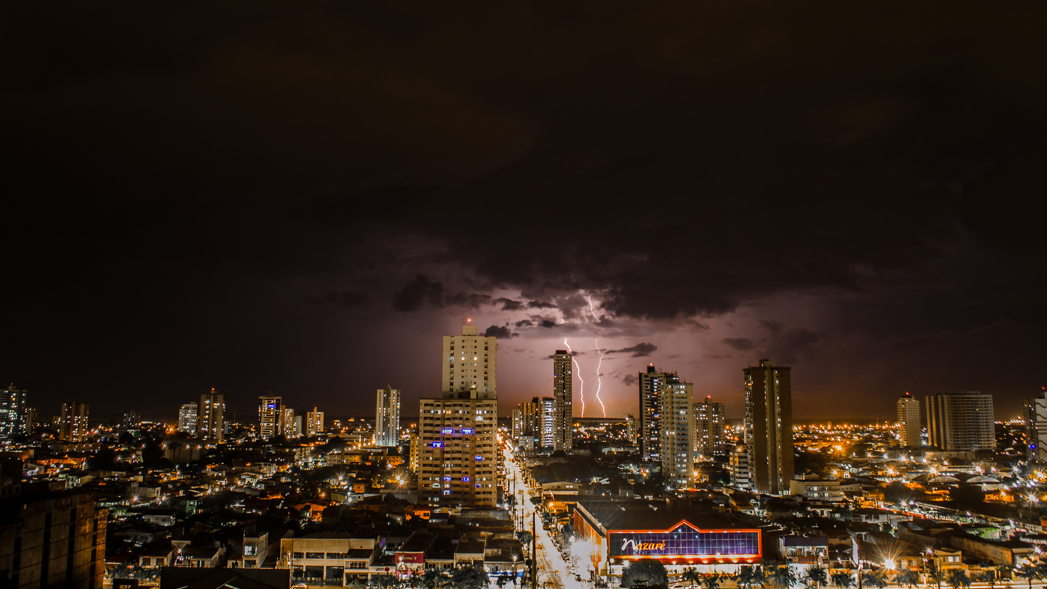 Thunderstorms Above City During Night Time, HD Photography, 4k ...