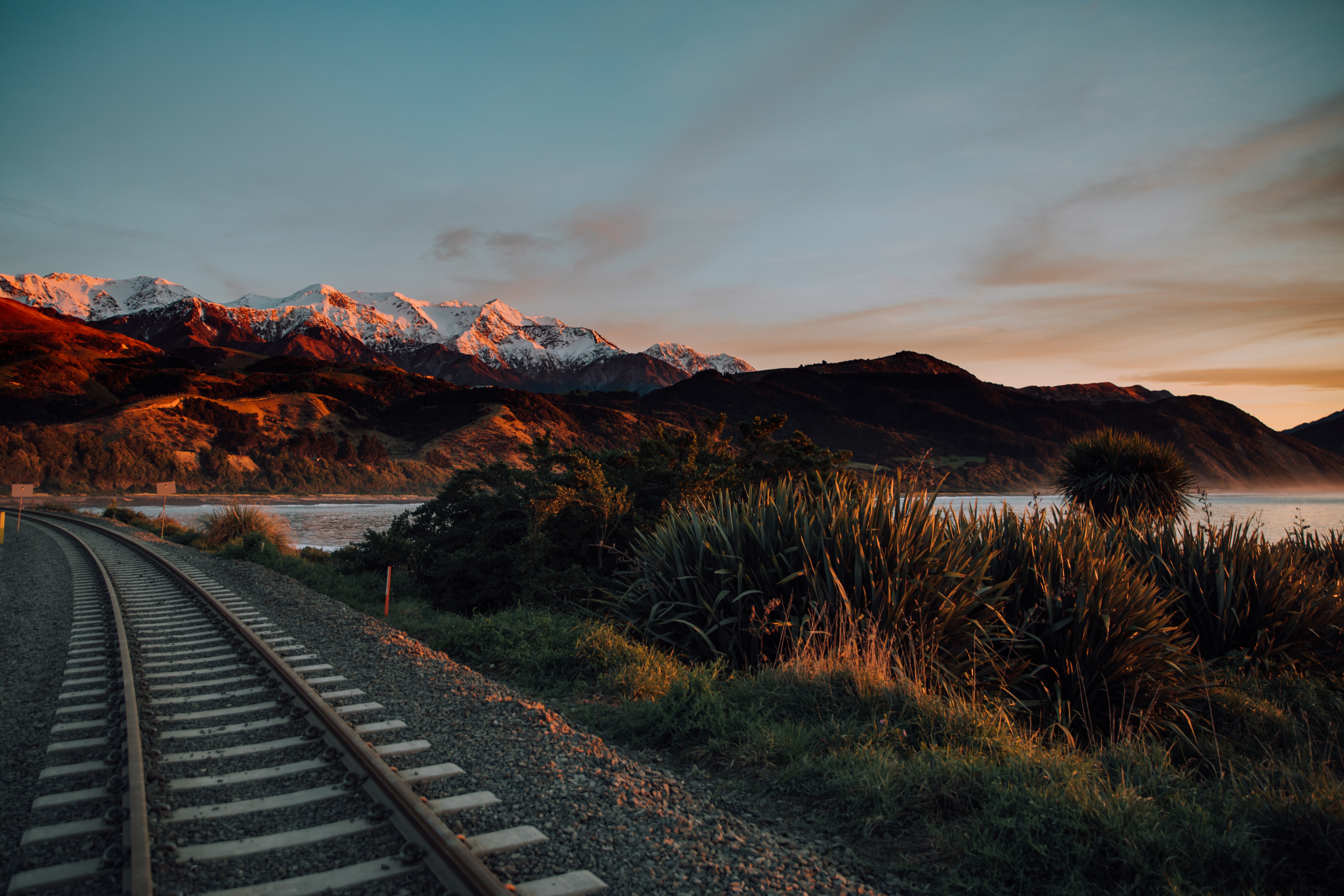 Train Track Ocean Beach Mountain Photography 5k, HD Photography, 4k ...