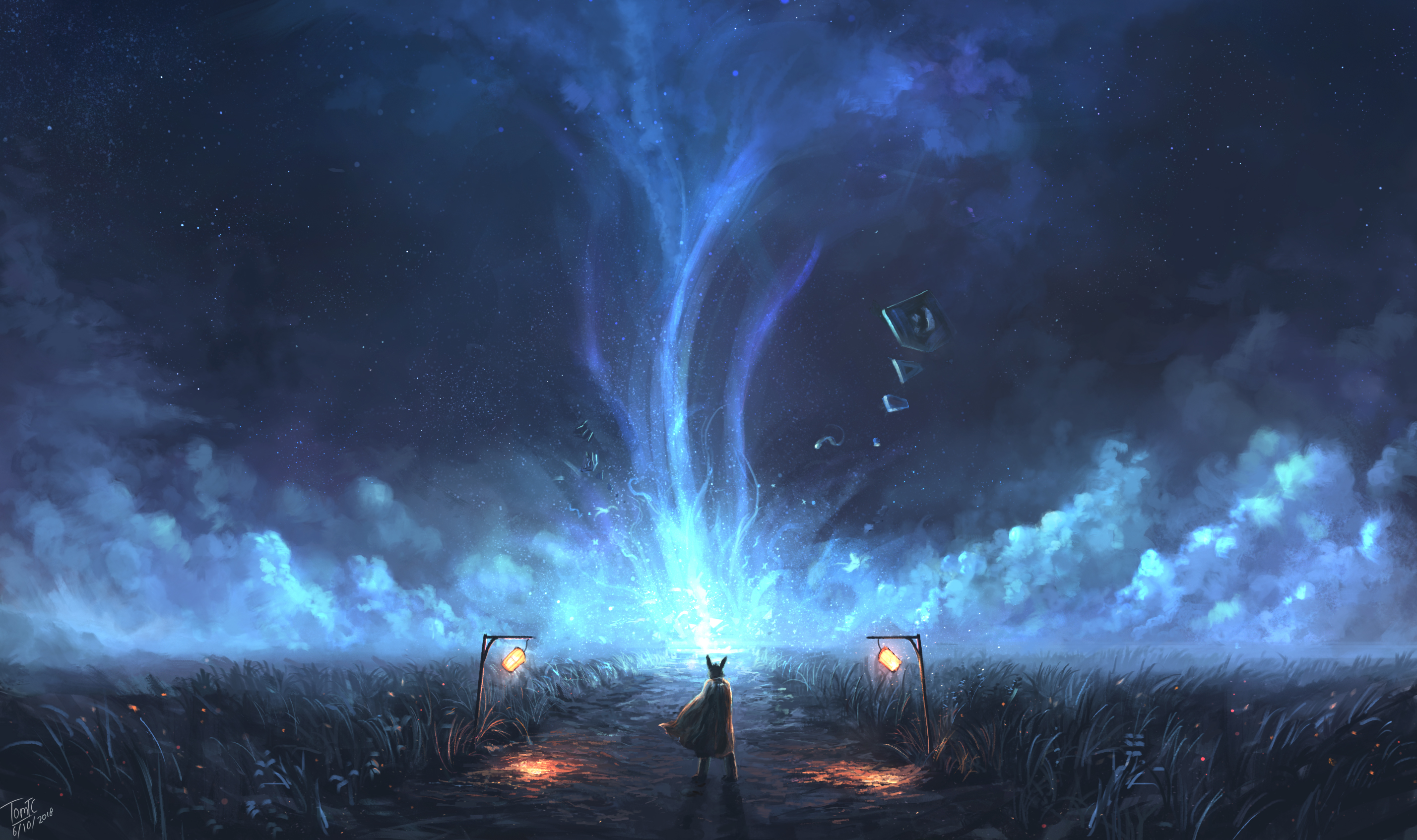 Warrior Bright Night Starscapes Digital Art Painting, HD Artist, 4k ...