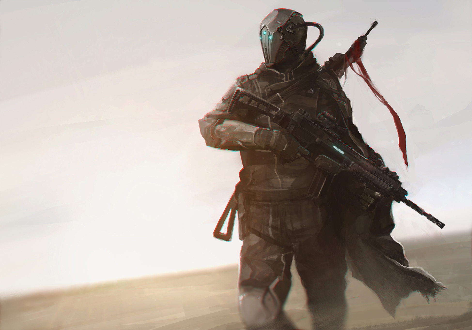 Warrior With Rifle Desert, HD Artist, 4k Wallpapers, Images ...